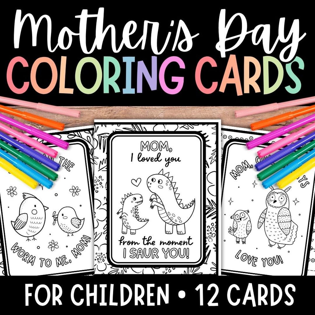 Mother's Day Coloring Cards, Animal Pun, Printable Craft (PDF) - Etsy