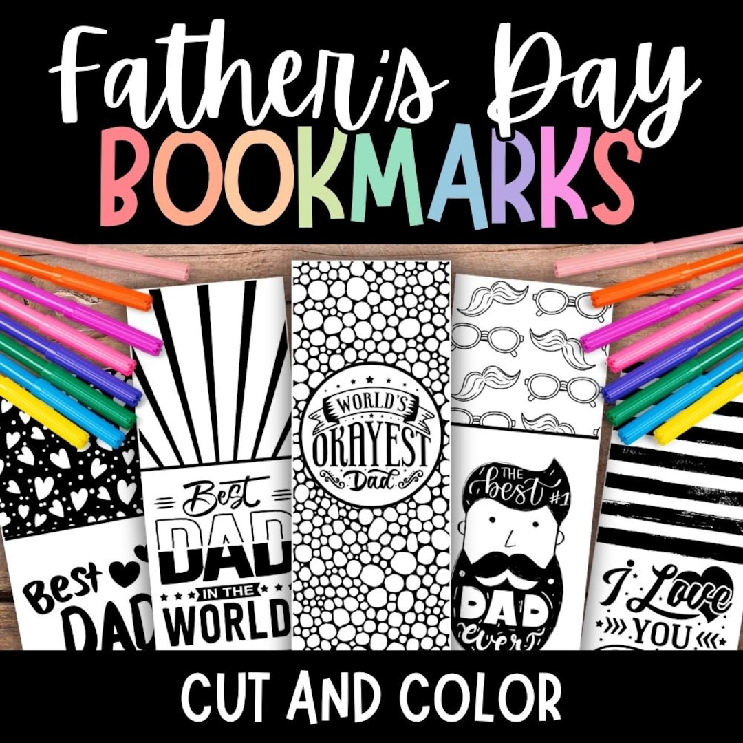 Father's Day Coloring Bookmarks for Dad, Printable Gift (PDF) - Etsy