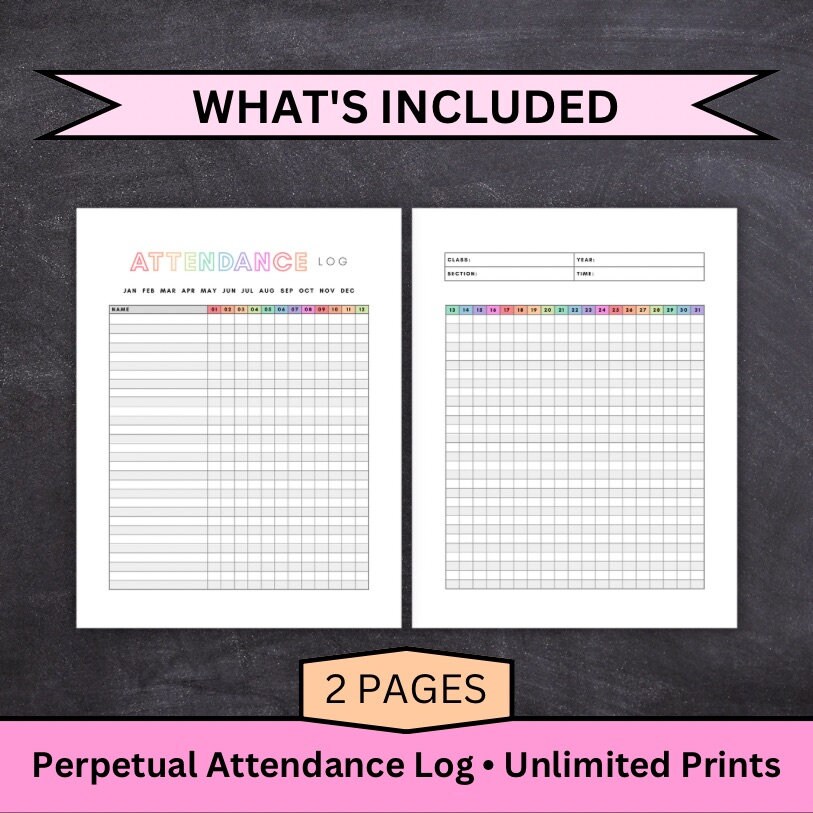 Attendance Sheet, Attendance Tracker, Attendance Log for 30 Students ...
