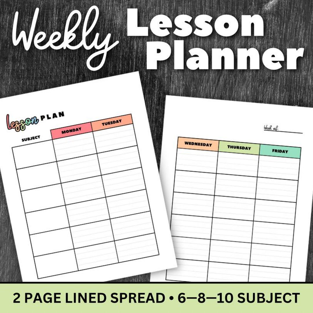 Printable Lesson Planner, Lined Weekly Teacher Planner, Teaching Plan ...