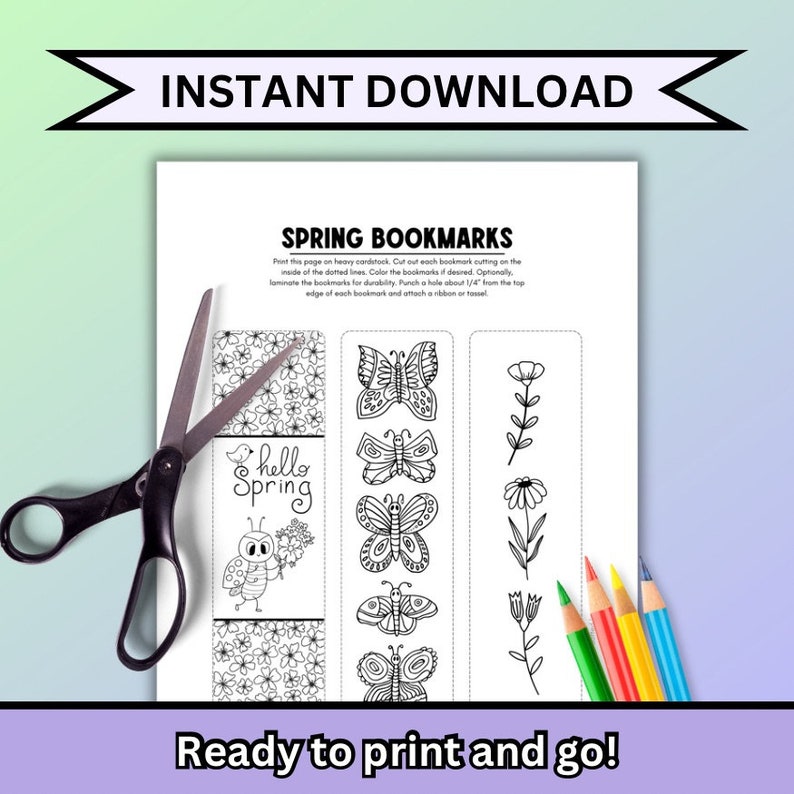 Spring Bookmarks Printable, Spring Coloring Bookmarks, Spring Bookmarks ...