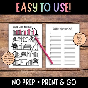 Book Reading Tracker Printable, Reading Log for Adults or Kid, Reading ...
