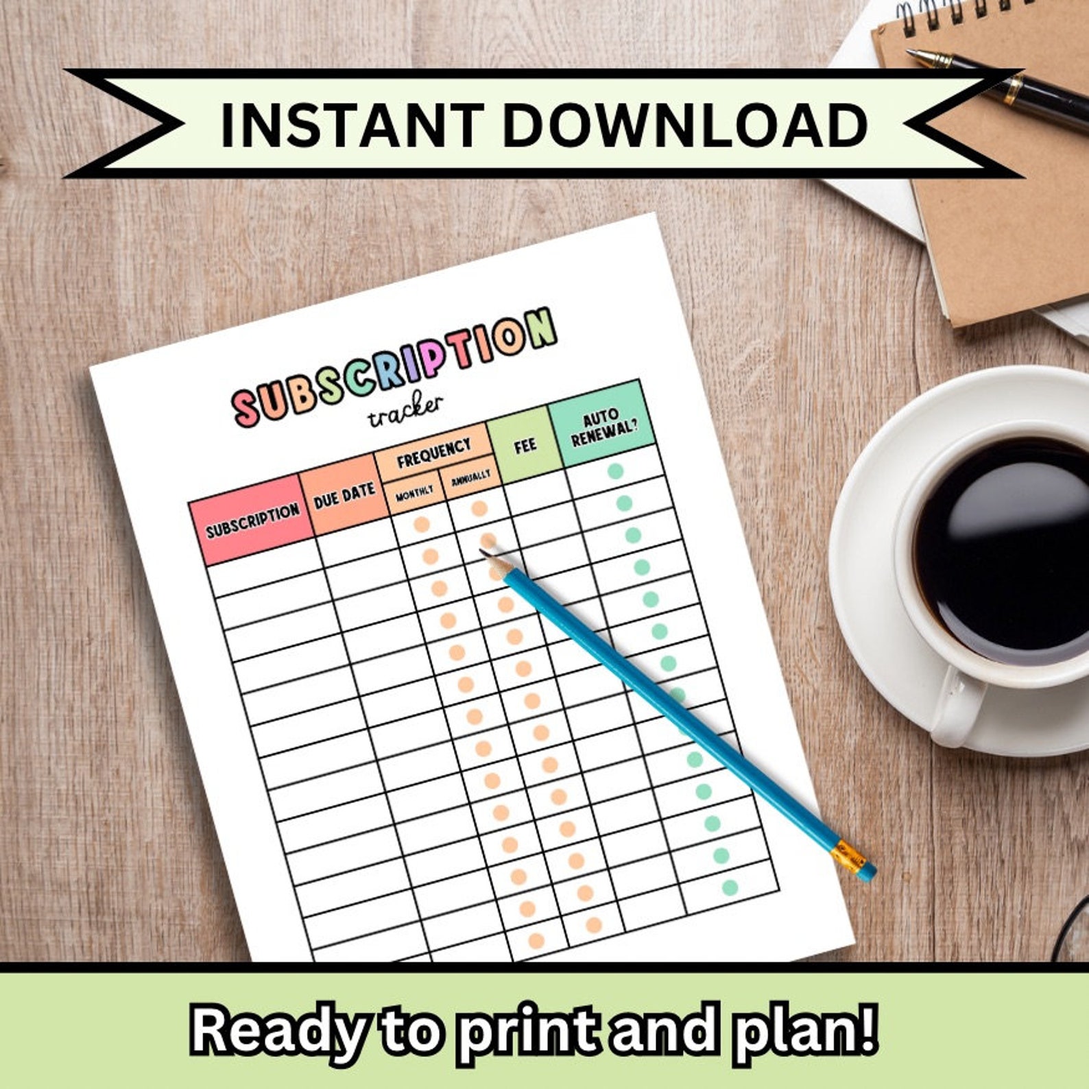 Subscription Tracker Printable, Membership Tracker, Subscription Log ...