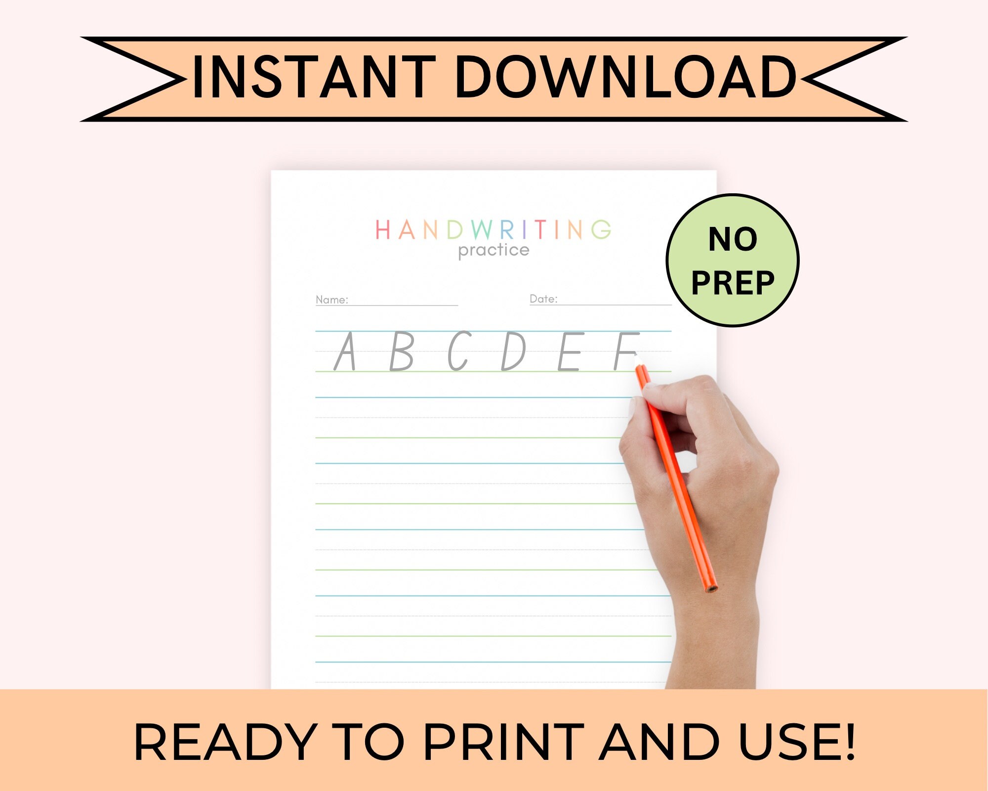 Handwriting Worksheets for Preschool, Kindergarten, 1st Grade, Writing ...