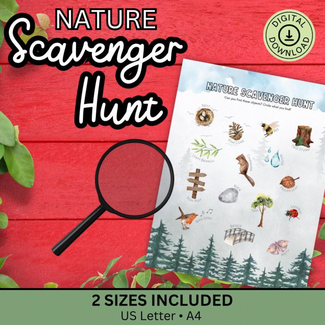 Scavenger Hunt for Kids Outdoor, Printable Nature Scavenger Hunt for ...