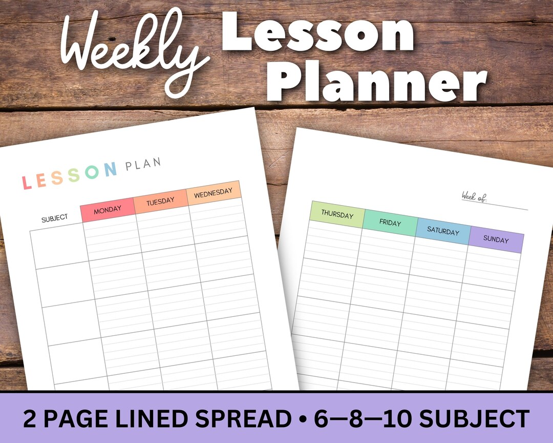 Weekly Lesson Planner Printable Lined Teacher Planner - Etsy