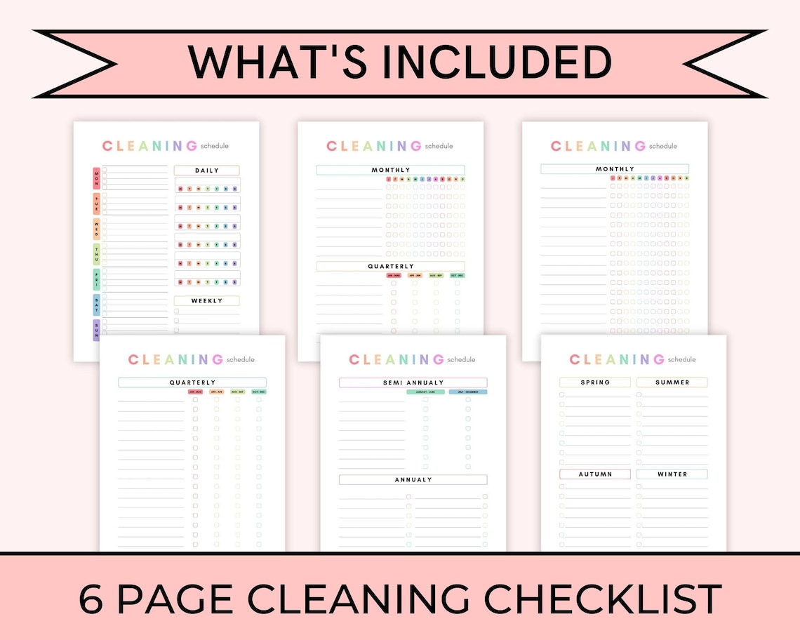 BLANK Cleaning Checklist Printable, Cleaning Schedule Printable, Weekly ...