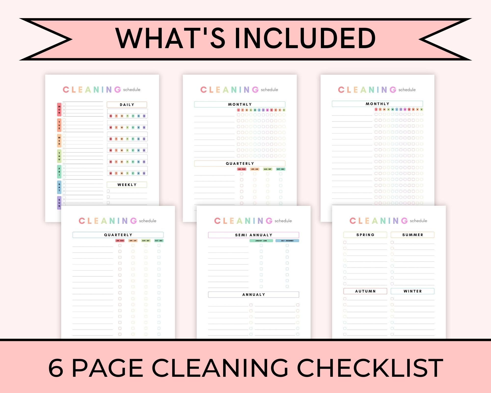 BLANK Cleaning Checklist Printable, Cleaning Schedule Printable, Weekly ...