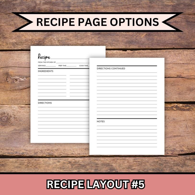 Recipe Book Printable, Recipe Binder, Family Cookbook Printable, Recipe ...