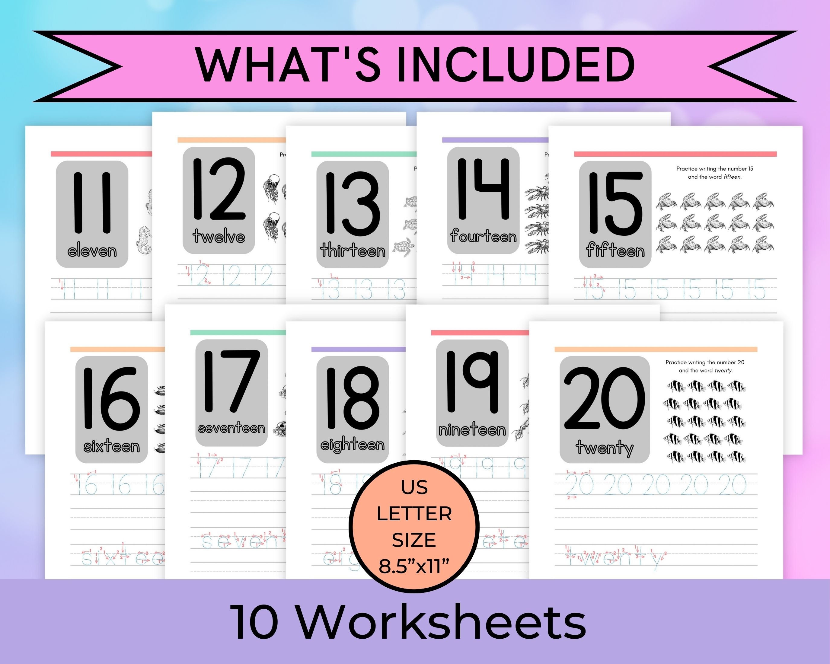 Number Tracing Worksheets, Counting Numbers 11-20, Preschool ...