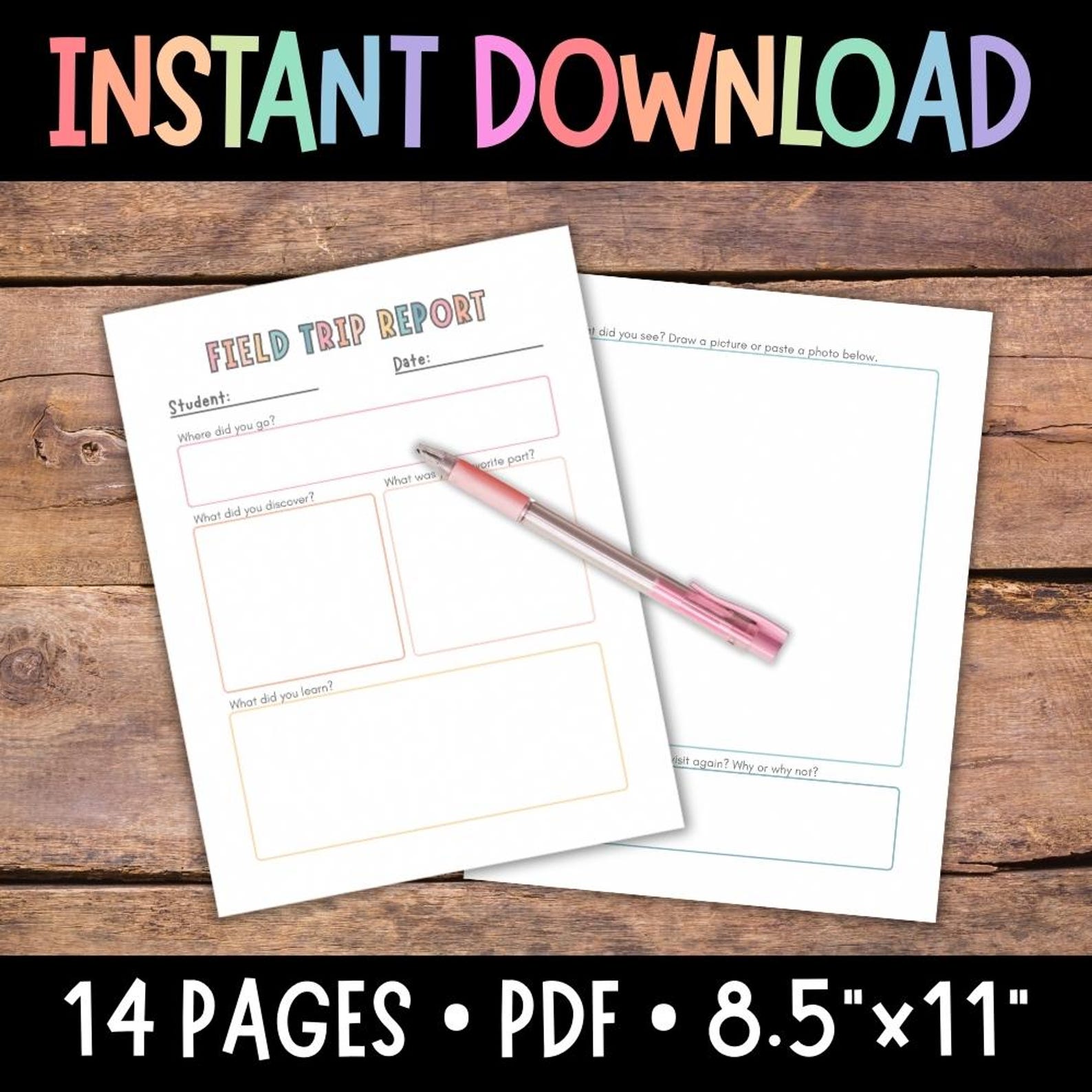 Field Trip Report, Field Trip Log, Field Trip Journal, School Field ...