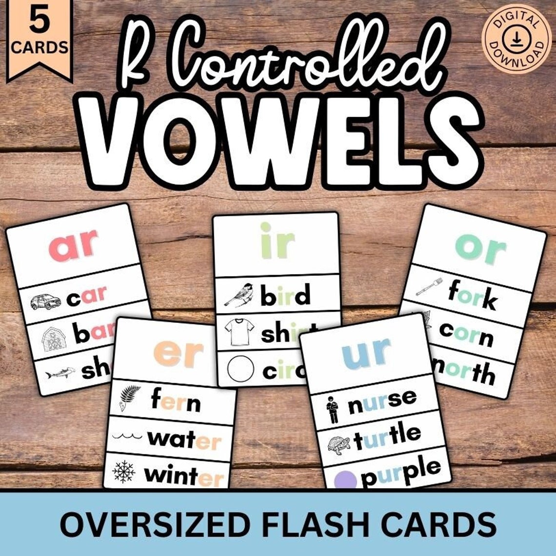 R Controlled Vowel, Flash Cards, Printable, Bossy R Chart, Word Wall ...