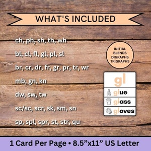 Beginning Blends and Digraphs Charts Initial Blends Kindergarten ...
