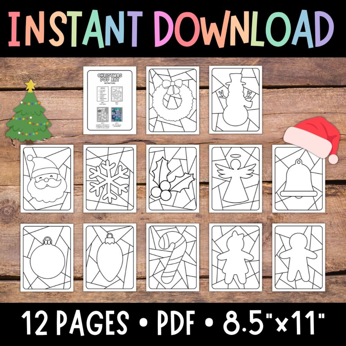 Christmas Coloring, Christmas Pop Art, Holiday Coloring Pages, Xmas ...