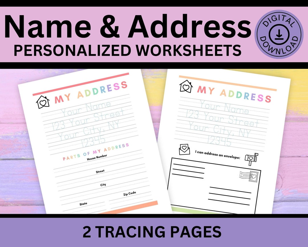 Personalized Name and Address Tracing Sheet Handwriting Practice ...