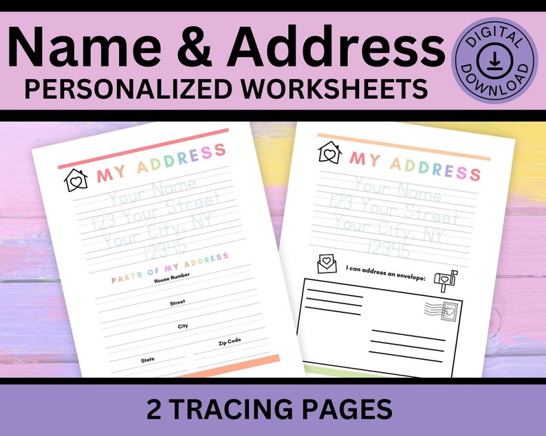 Personalized Name and Address Tracing Sheet Handwriting Practice ...