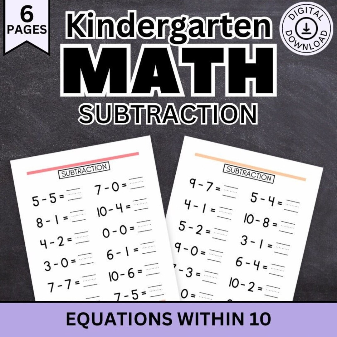 Math Worksheets, Subtraction Worksheets, Equations Within 10 ...