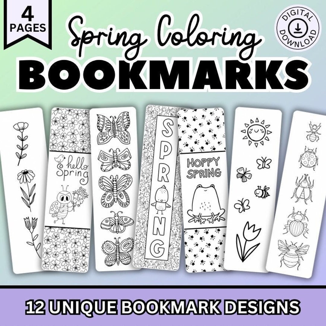 Spring Bookmarks Printable, Spring Coloring Bookmarks, Spring Bookmarks ...
