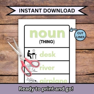 Noun Flash Cards, Nouns Chart, Parts of Speech Printable, Word Wall ...