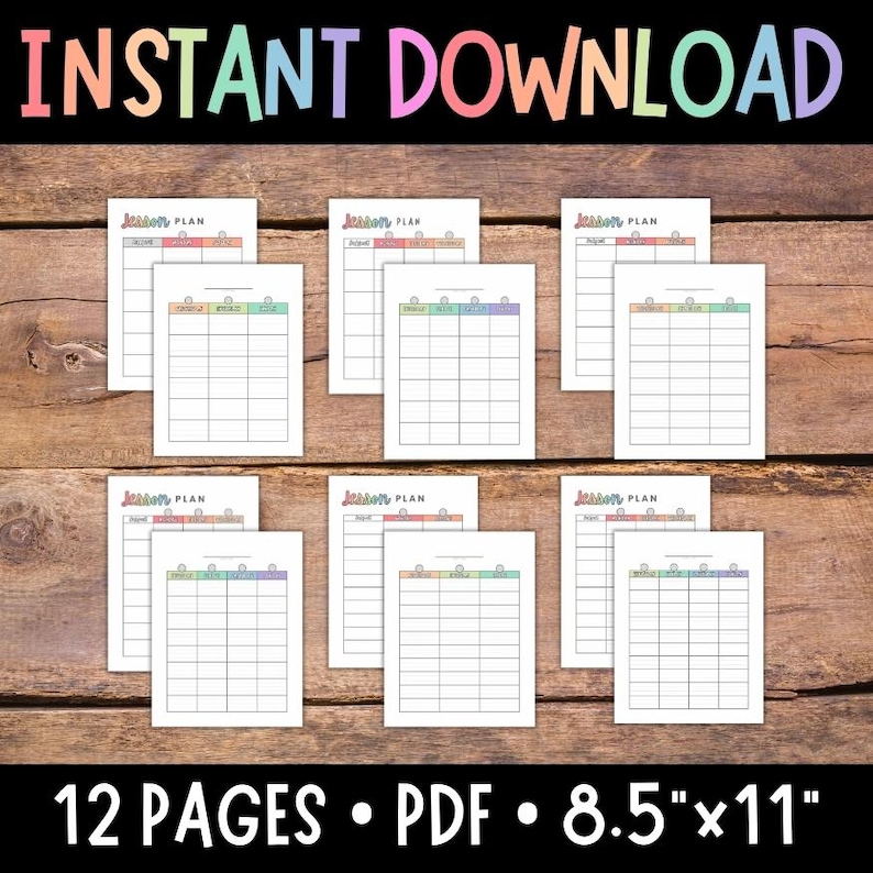 Weekly Lesson Planner Printable, Lined Teacher Planner, Teaching Plan ...