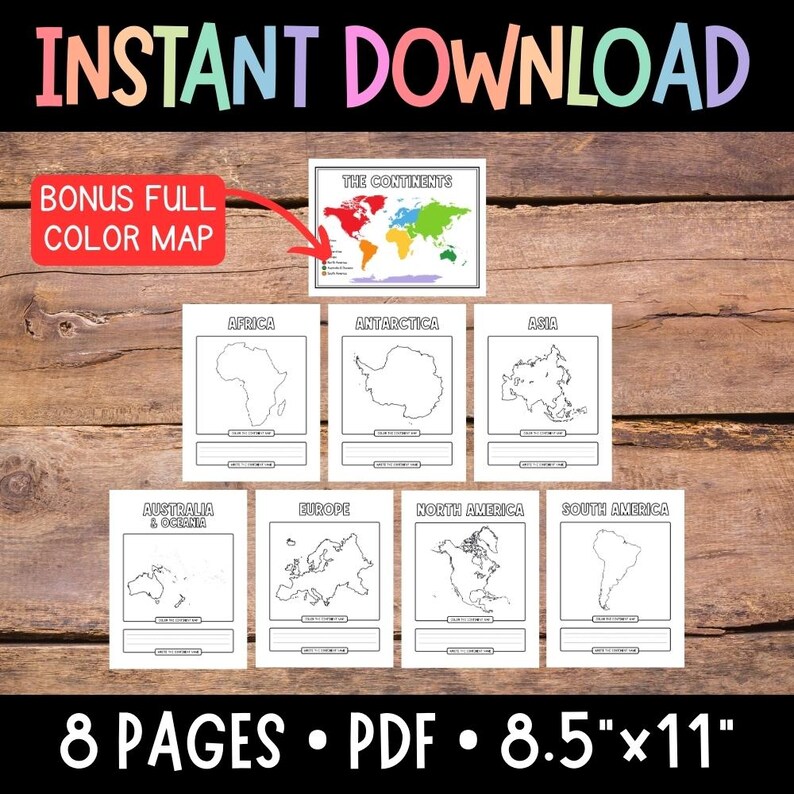 Hojas de trabajo sobre los continentes, páginas para colorear de los ...