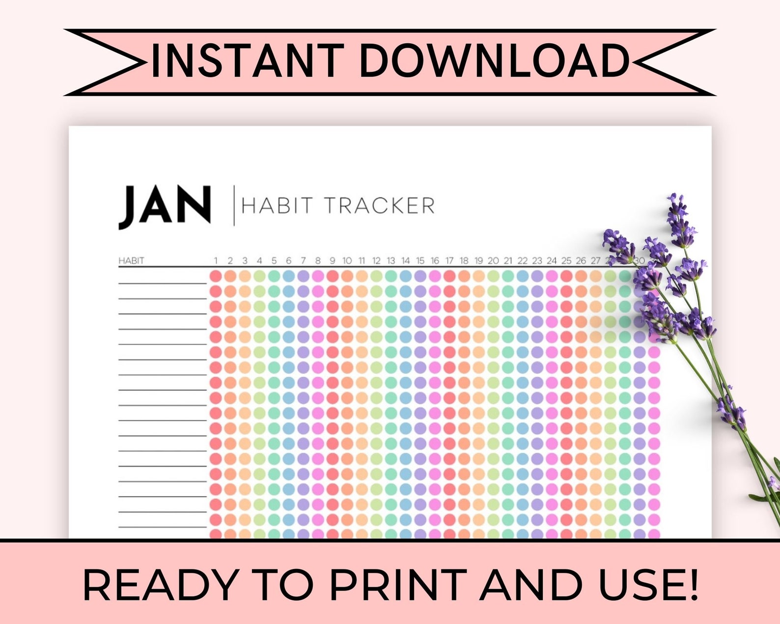 Printable Monthly Habit Tracker 12 Month Habit Tracker Printable - Etsy