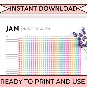 Printable Monthly Habit Tracker 12 Month Habit Tracker Printable - Etsy