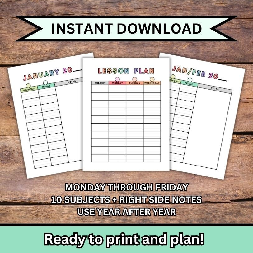 Lined Lesson Planner Printable, Undated Lesson Plan, Blank Homeschool ...