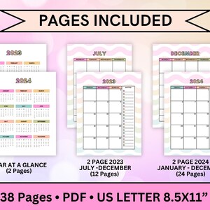 2 Page Monthly Calendar Spread, 2023 2024, Monthly Calendar Planner ...