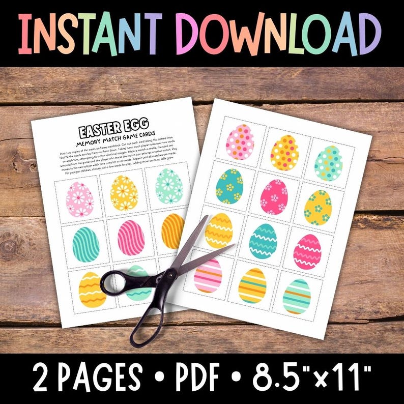 EASTER Card Game, Memory Match Cards, Pattern Recognition (PDF) - Etsy