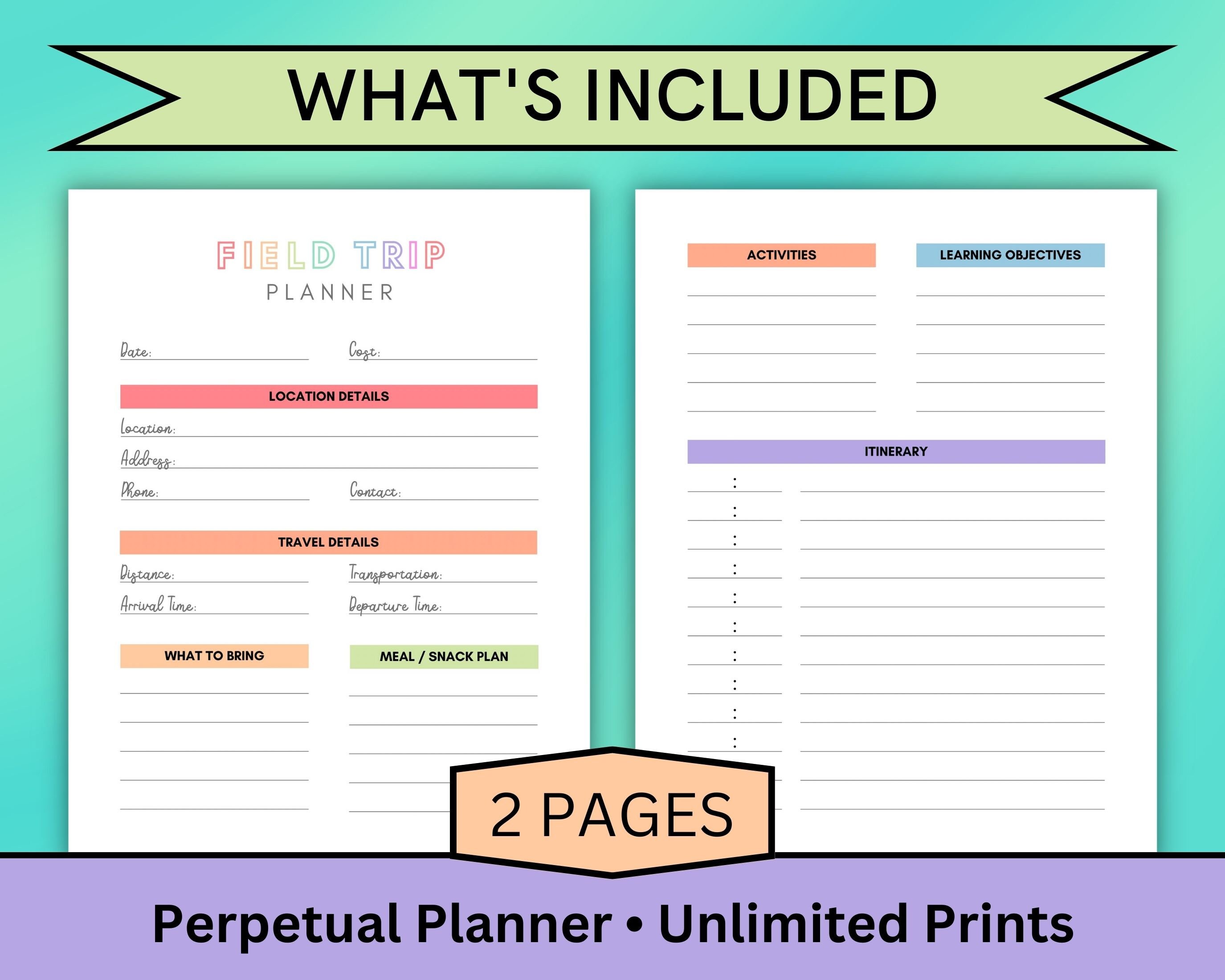 Field Trip Planner Printable, PDF Plan for Field Trip, Teacher Planner ...