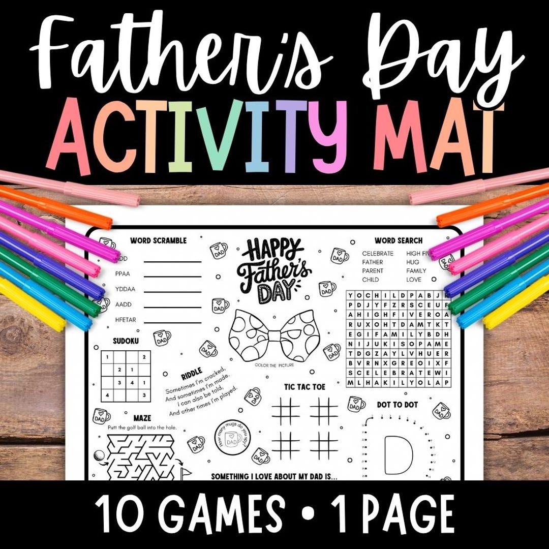 Father's Day Activity Mat, Kids Puzzles (PDF Pattern) - Etsy