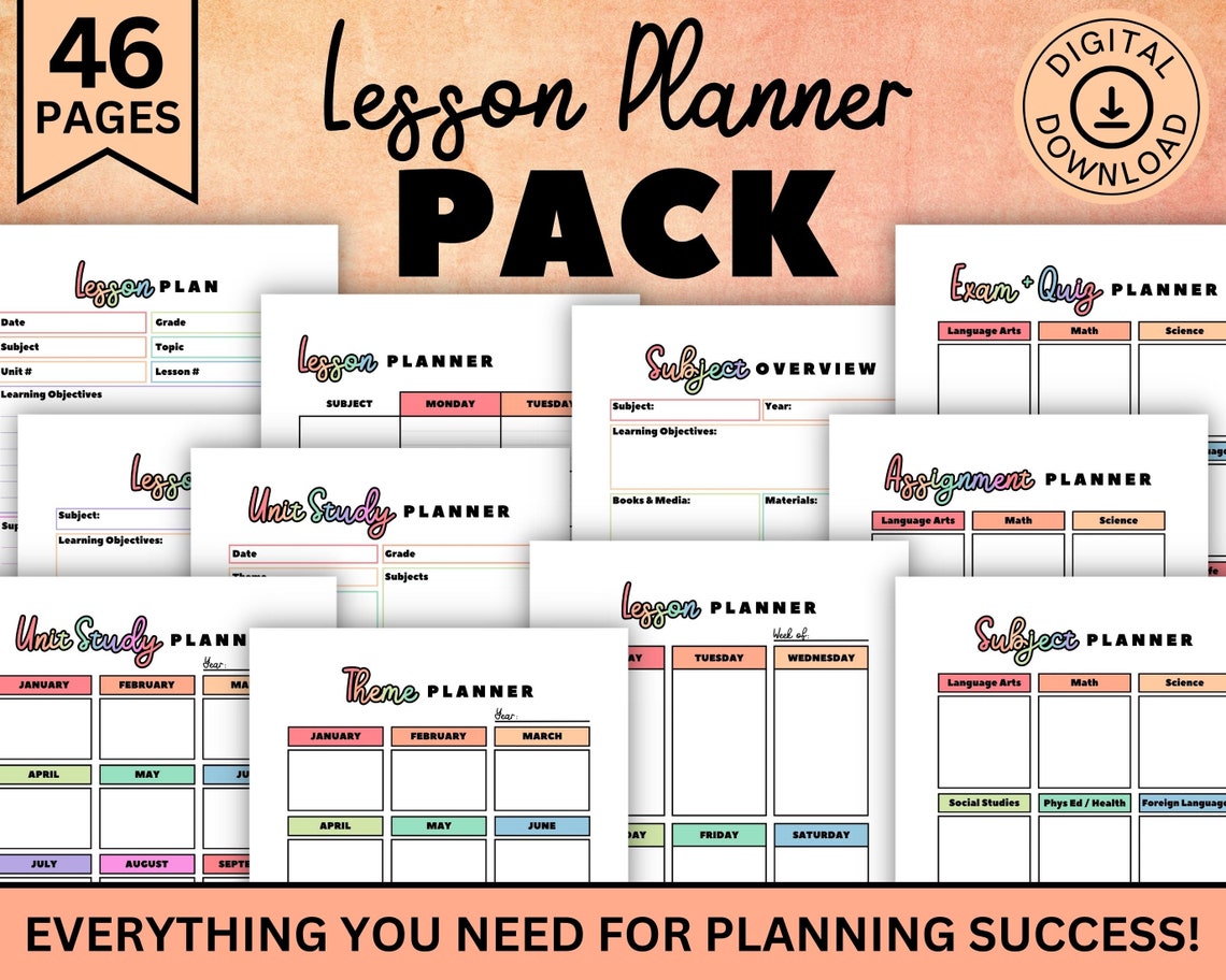 Lesson Planner Printable, Lined Lesson Plan, 2 Page Lesson Plan, Single ...