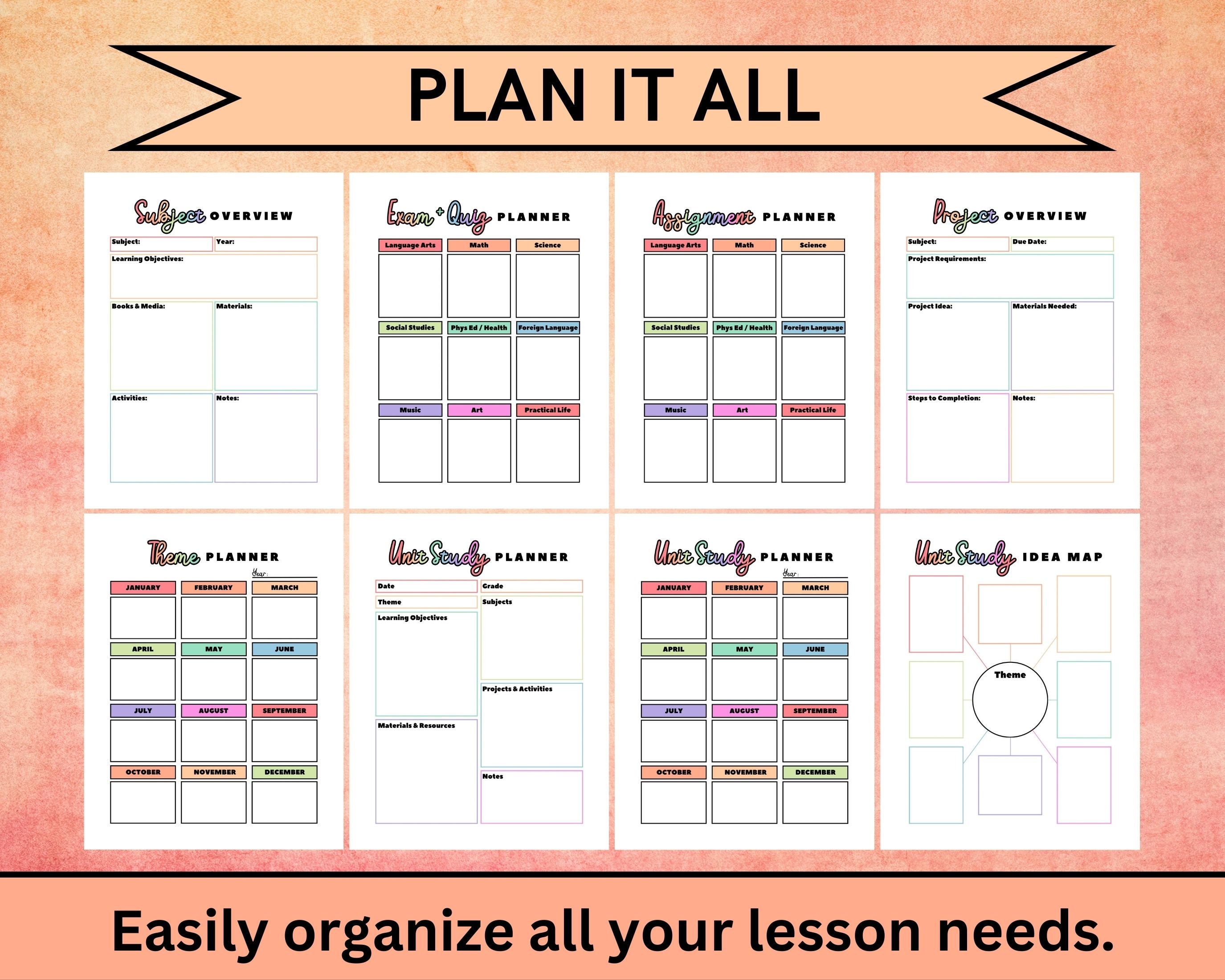 Lesson Planner Printable, Lined Lesson Plan, 2 Page Lesson Plan, Single ...