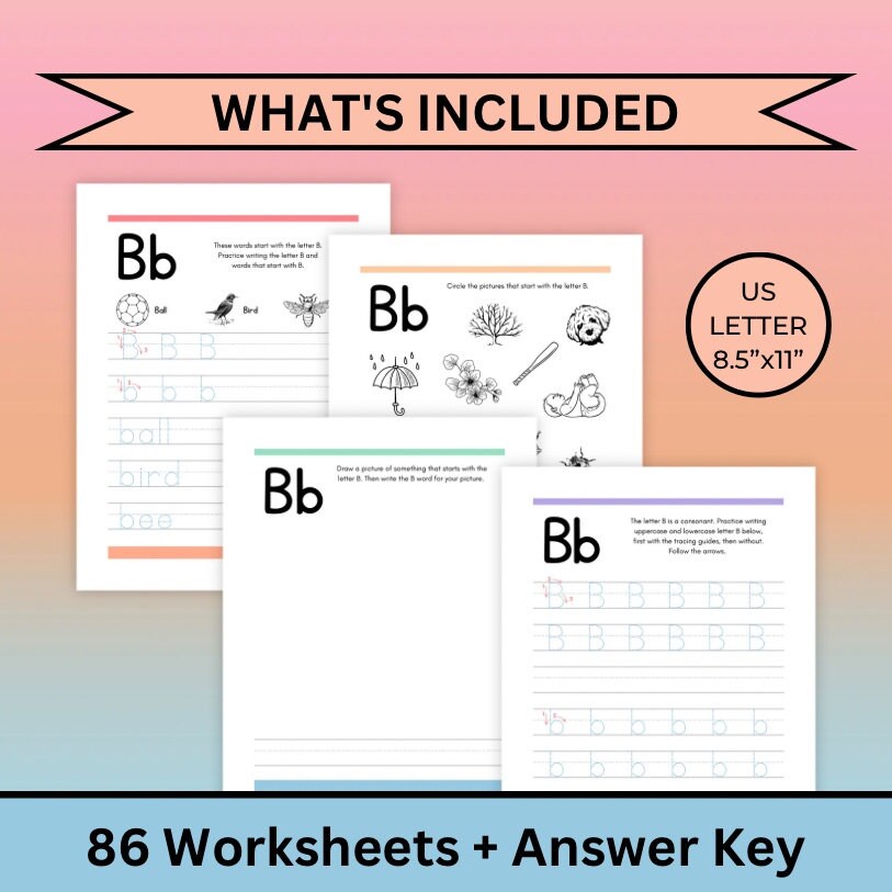 Alphabet Worksheets CONSONANTS, Letter Tracing, Handwriting, Drawing ...