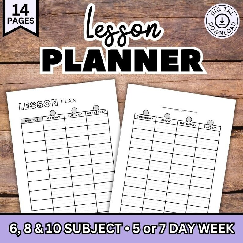Lesson Planner Printable, Undated Lesson Plan, Blank Homeschool Planner ...