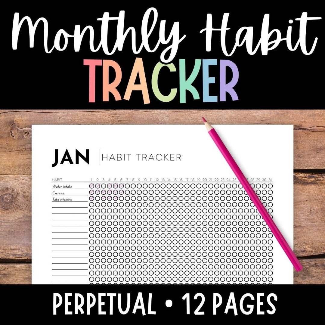 12 Month Habit Tracker Printable, Monthly Planner (PDF) - Etsy