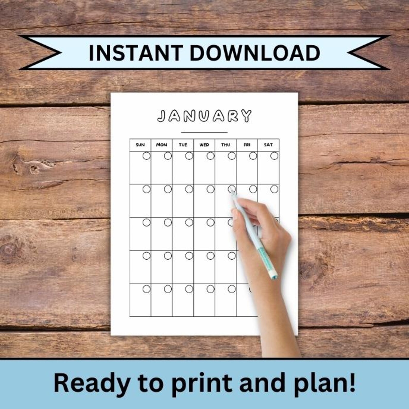 Blank Monthly Calendar Printable: Vertical Black and White (digital ...
