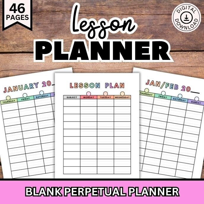 Lesson Planner Printable, Undated Lesson Plan, Blank Homeschool Planner ...