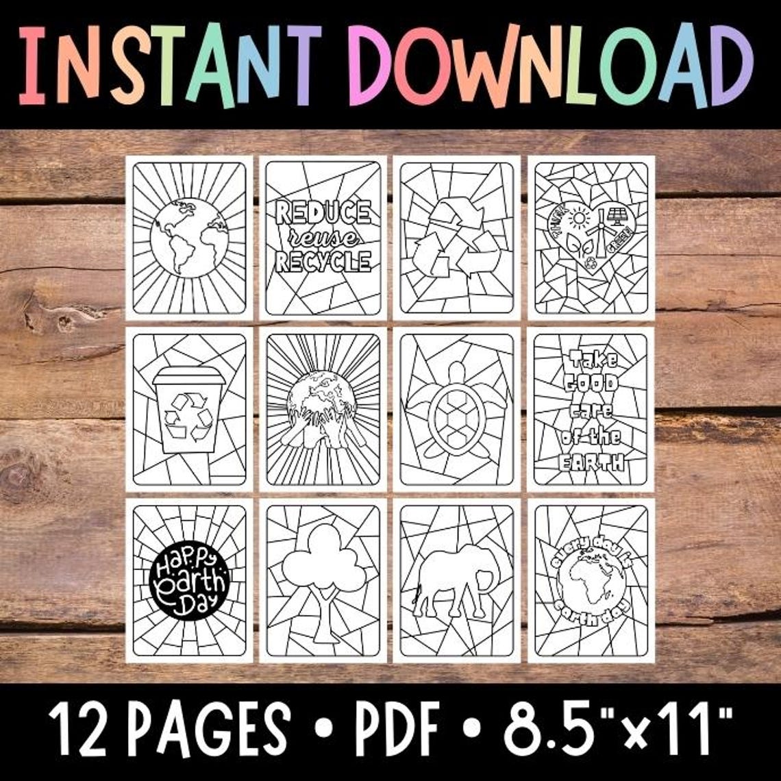 EARTH DAY Coloring Pages, Earth Coloring Sheets, Pop Art Coloring Pages ...