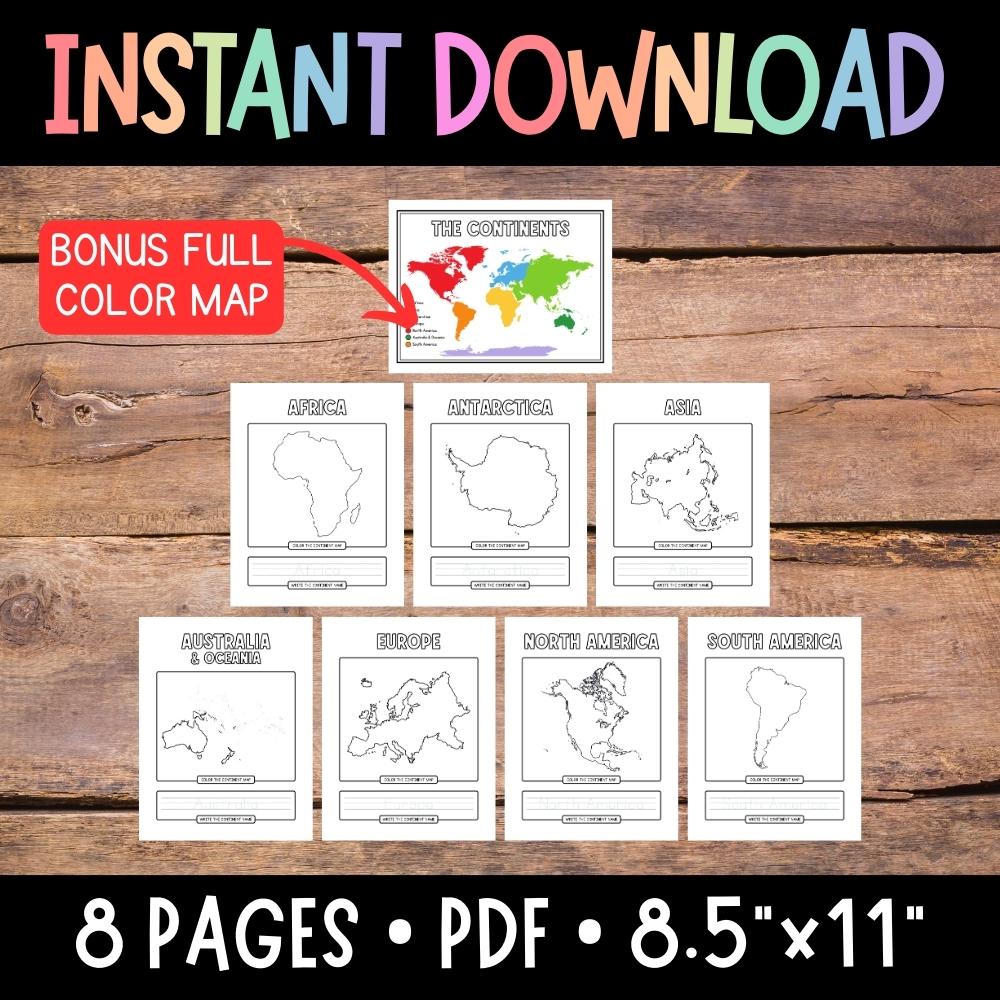 Continents Worksheets, Continents Coloring Pages, Continent Name ...