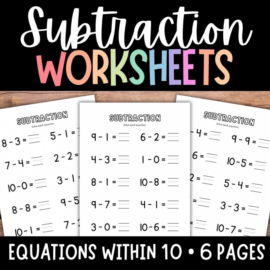 Kindergarten Math Worksheets, Subtraction Worksheets, Equations Within ...