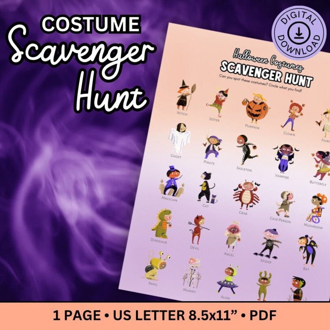 Halloween Costume Scavenger Hunt for Kids, Halloween, Outdoor Fall ...