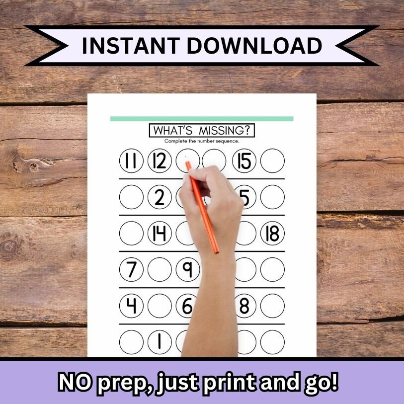 Number Sequencing Worksheets, Math Counting Activity for Toddlers ...