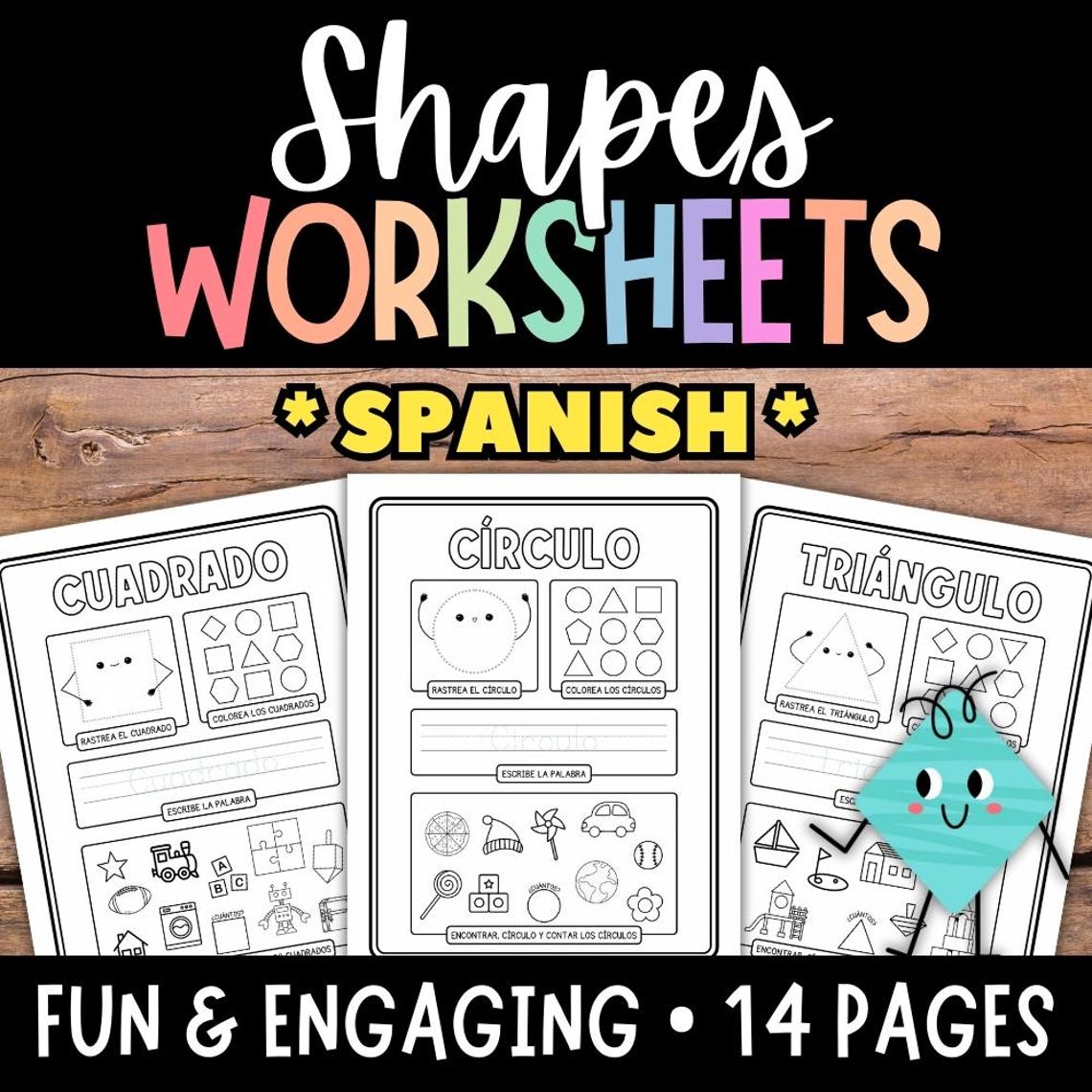 SPANISH Shapes Worksheets, ESPAÑOL Shapes Toddlers, Kindergarten Sha ...
