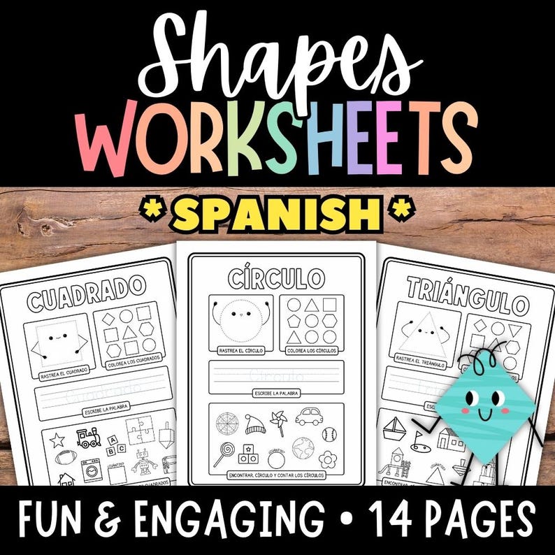 SPANISH Shapes Worksheets, ESPAÑOL Shapes Toddlers, Kindergarten Sha ...