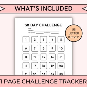 30 Day Goal Tracker, Printable 30 Day Challenge Tracker, 30 Day Tracker ...