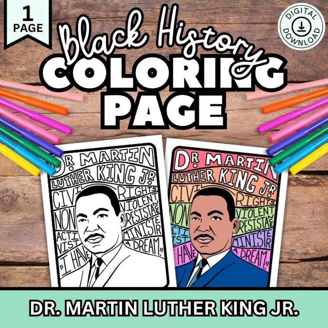 Martin Luther King Jr Coloring Page, MLK Activities, Black History ...