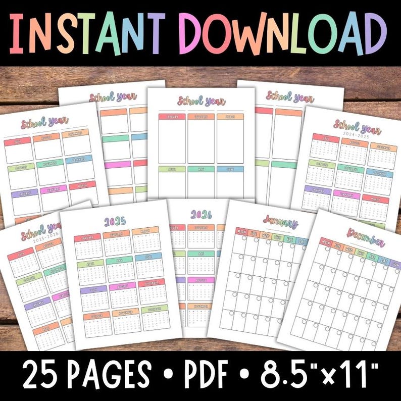 School Year Planner, School Year Calendar, Teacher Planner, Year at a ...
