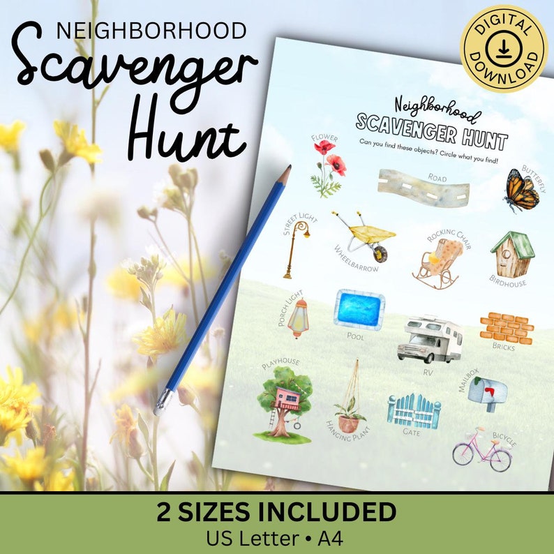 Neighborhood Scavenger Hunt, Field Trip Game, Nature Walk Activity ...
